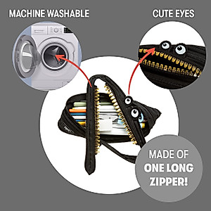 ZIPIT Grillz Pencil Case for Kids | Pencil Pouch for School, College and Office | Pencil Bag for Boys & Girls (Black)