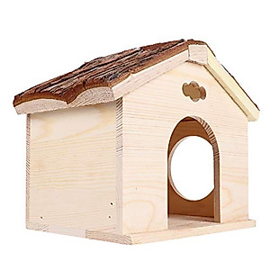 POPETPOP Guinea Pig Wooden House Bed Small Pet Animal Bed Nest Mini House for Squirrel Dutch Pig Hamster Hedgehog Rat Chinchilla