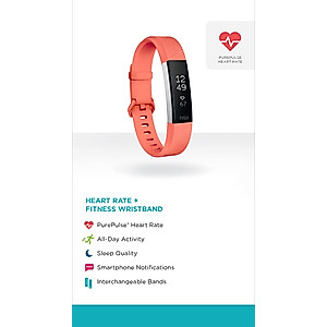 Fitbit Alta HR Activity Tracker Heart Rate Fitness Wristband Small Coral (Renewed)