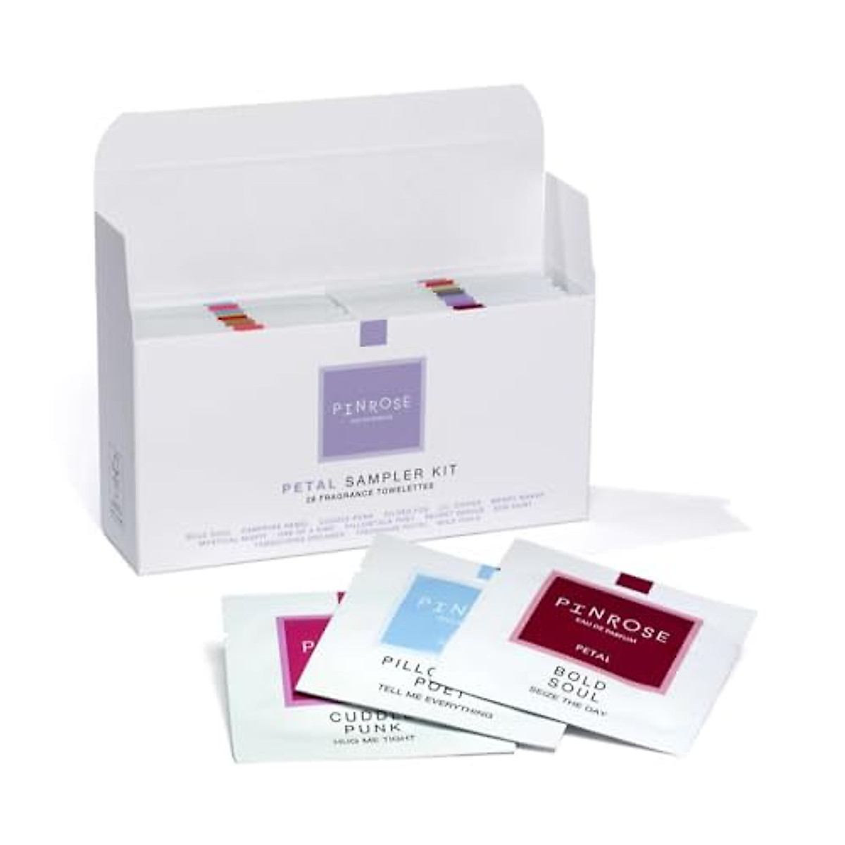 PINROSE The PETALS Perfume Sampler Kit for Women - 28 Eau de Parfum Fragrance Towelettes in 14 Fragrances - Clean, Vegan, Cruelty-free and Hypoallergenic Scents with Essential Oils