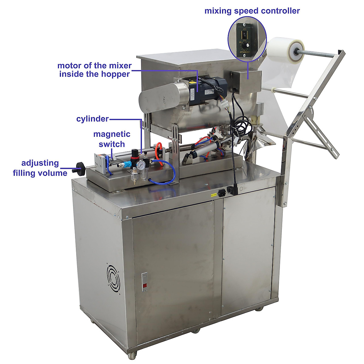 PreAsion Automatic Liquid Paste Filling Packaging Sealing Machine 10-100ml with Mix Hopper for Vinegar Sauce Salsa Sauce Stainless Steel Three Sides Sealing 3inch Wide