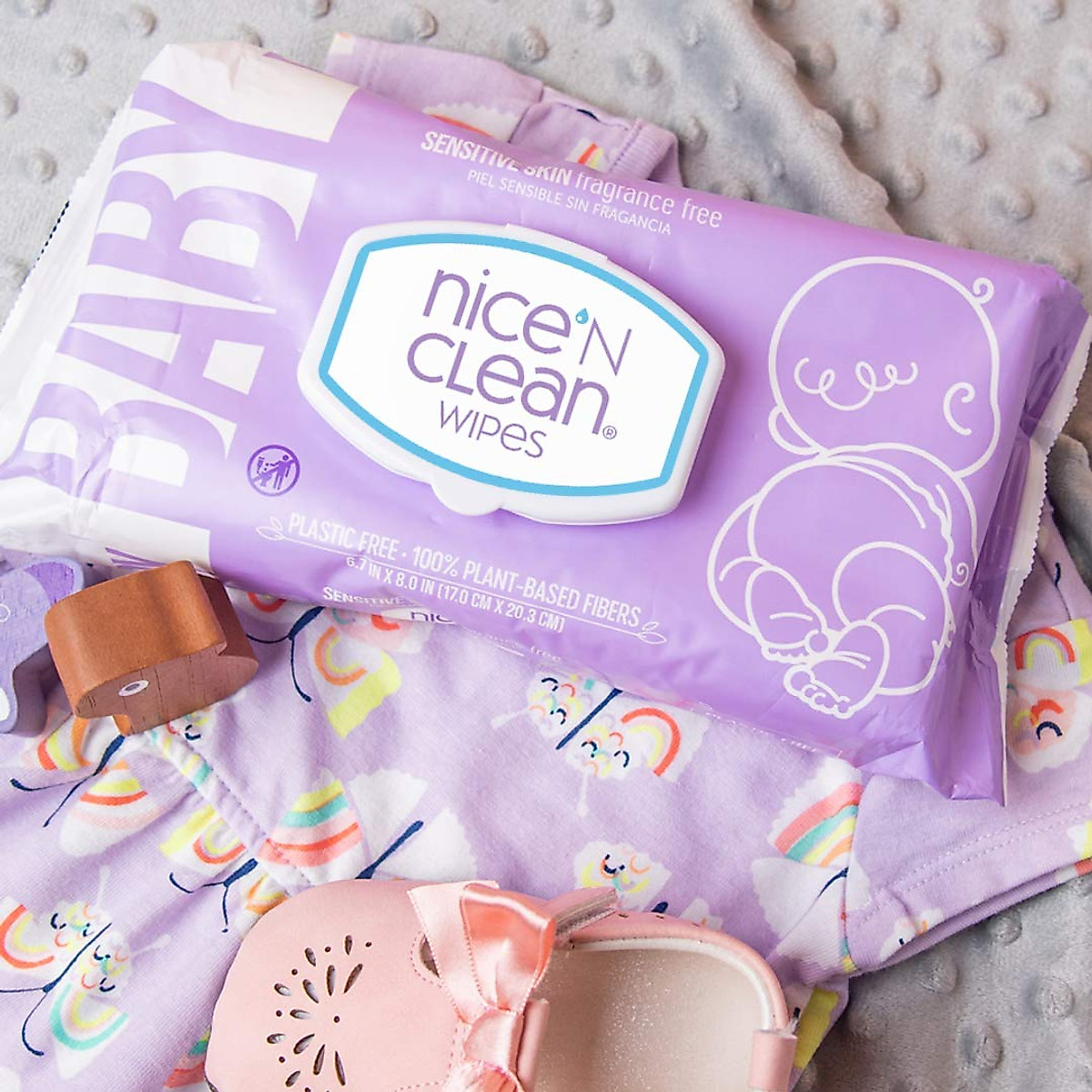 Nice 'n Clean Unscented Baby Wipes (672 Total Wipes) | Ideal for Sensitive Skin | Hypoallergenic, Plastic-Free, Plant-Based Wet Wipes | Made w/ 100% Purified Water