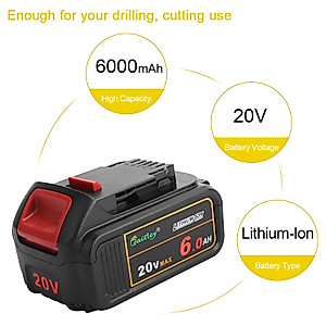 waitley 4 Pack 20V 6A Replacement Battery Compatible with Dewalt DCB200 DCB206 DCD DCF DCG Series Cordless Tools
