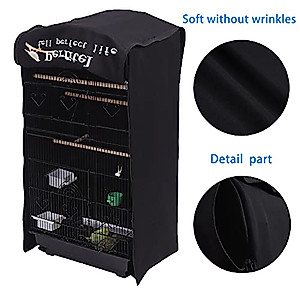Perfitel Bird Cage Cover(Black) Good Night Birdcage Cover Black-Out Birdcage Cover Durable Breathable Washable Material… (18.1Lx14.1Wx36H)