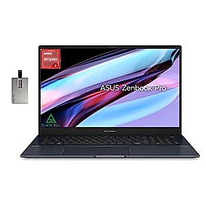 ASUS 2023 Zenbook Pro 17 17.3” Touchscreen 2.5K 165Hz Business Laptop, AMD Ryzen 9 6900HX, 16GB RAM, 4TB PCIe SSD, Backlit Keyboard, NVIDIA GeForce RTX 3050, Win 11, Black, 32GB SnowBell USB Card
