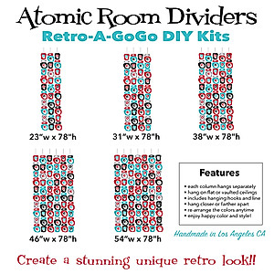 Atomic Mobiles MCM Retro-A-GoGo Room Divider DIY Kit - Mid Century Modern Contemporary Home Decor Room Partition - Home and Office Decor - 5 Sizes! (L - 38" w x 78" h)