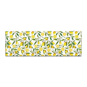 Ambesonne Nature Bench Cushion, Exotic Lemon Tree Branches Yummy Delicious Kitchen Gardening Design, Standard Size Foam Pad with Decorative Fabric Cover, 45" x 15" x 2", Fern Green Yellow White