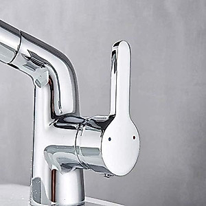 TECKI Kitchen Taps Faucet Chrome Bathroom Faucets Pull Out Bath Basin Faucet Basin Mixer Faucets Deck Brought The Mode with Two Nozzles Where Hot and Cold Water Mixes