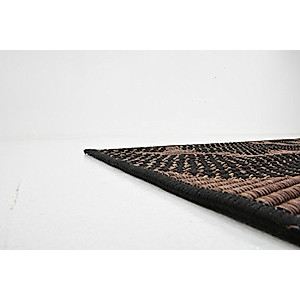 Unique Loom Outdoor Botanical Collection Area Rug - Vine (5' 1" x 8' Rectangle, Chocolate Brown/ Black)