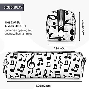 Music Notes Seamless Small Pencil Case Simple Pen Pouch Carrying Box for Adult With Smooth Zipper Durable Lightweight for Office Organizer Storage Bag