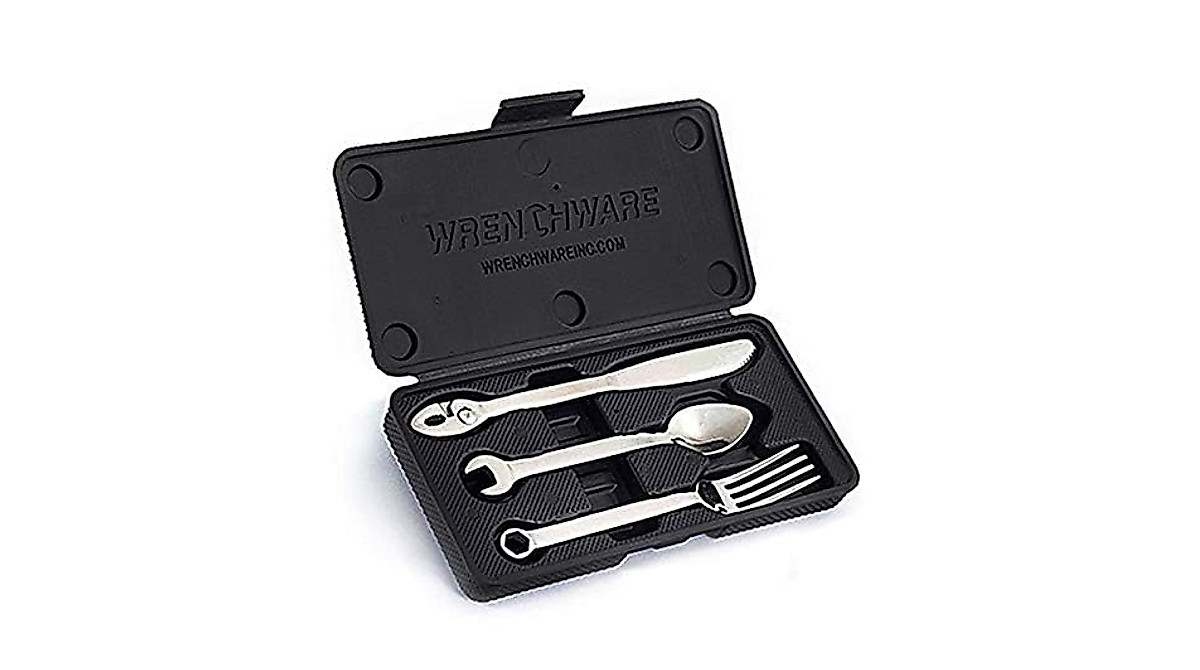 Wrenchware 3-Piece Car-Tool Silverware Set with Case | Unique Gift