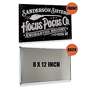 Funny Halloween Hocus Pocus Metal Tin Sign Wall Art Decor Retro Sanderson Sisters Yard Sign for Home Decor Gifts - 8x12 Inch