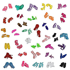 ZITA ELEMENT 34 Pcs 11.5 Inch Girl Doll Closet Wardrobe Set for 11.5 Inch Girl Doll Clothes and Accessories - Including Handbag Style Closet, Dresses, Swimsuits, Shoes, Hangers and Necklaces