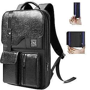 ZINZ Slim & Expandable Laptop Backpack 15.6 Inch Business Backpack with USB Port, Waterproof Anti-Theft Travel Backpack Daypack for Men and Women -Black