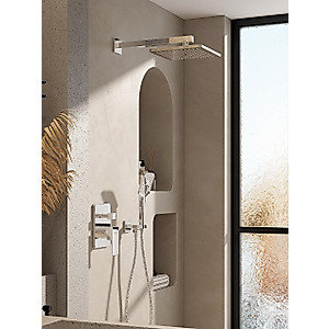 Gabrylly Shower System, Shower Faucets Sets Complete for Bathroom with High Pressure 10" Rain Shower and Handheld Shower, 2 Way Shower Valve Kit, Chrome