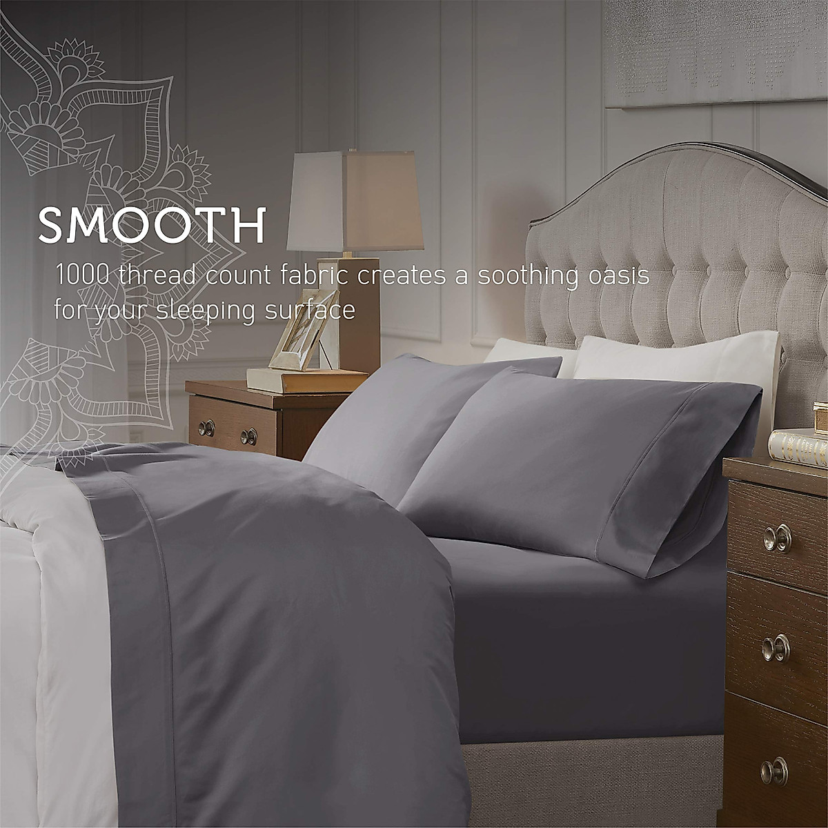 Hyde Lane 1000 Thread Count Cotton Pillowcases 2 Pack, Grey Pillow Cases Queen Size 20x30 inches, Soft and Durable Luxury, Wrinkle Resistant, Pilling Proof