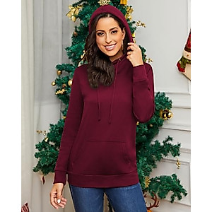 Bulotus Hoodies for Women Cowl Neck Fashion Sweatshirts Pullover Long Sleeve, Medium, Burgundy
