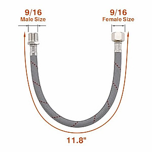 RULIA Faucet Supply Hose Connector, 11.8" Length x 9/16 Female x 9/16 Male Faucet Extension Hose, Nylon Braided Supply Line, 2-Pack, RB2030