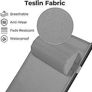 CXDTBH 3Pcs Sun Lounger Recliner Set Aluminum Chaise Lounges,Reclining Chair with 5 Adjustable Backrest, Head Cushion, Table for Garden