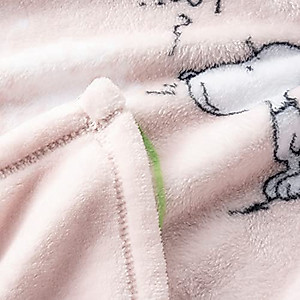 Berkshire VelvetLoft® Peanuts® Snoopy Cute Character Plush Throw Blanket,Peanuts Snoopy Make A Wish Spring Pink, Throw (55" x 70")