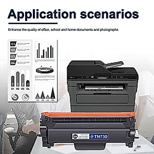 Van Enterprises High Yield 2 Pack Black TN730 TN-730 Compatible Toner Cartridge for Brother DCP-L2550DW MFC-710DW-750DW-750DWXL HL-L2350DW-370DW/DWXL-390DW-395DW Printer Ink Cartridge, VK-TN730-2PK