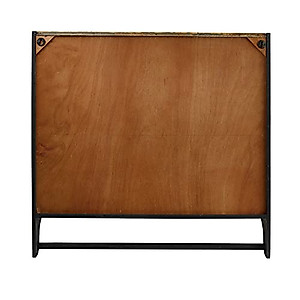 Creative Co-Op Modern Farmhouse Wood 3 Shelves and Hanging Rod, Black and Natural Wall Shelf