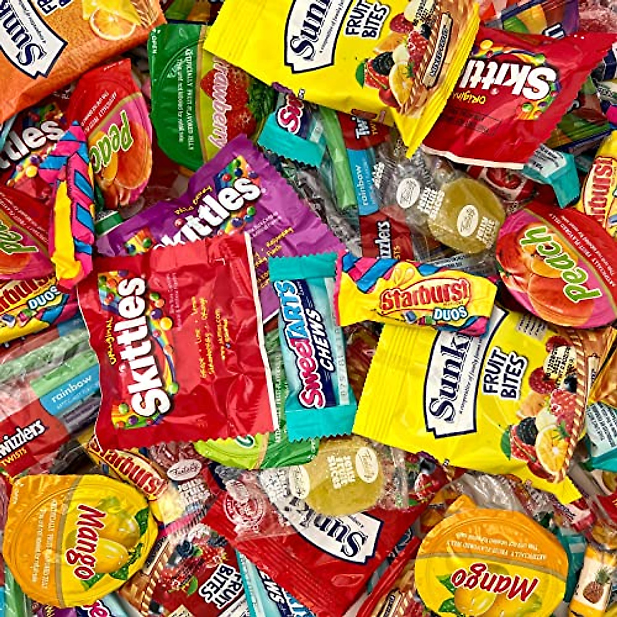 Assorted Candy Variety Pack 5 Pounds Over 200 Pieces, LIFE SAVERS, TWIZZLERS, Skittles, Sweetarts, Individually Wrapped Bulk Box