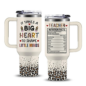 Teacher Gifts for Women, 40oz Teacher Tumbler with Handle, Teacher Appreciation Week Gifts, Best Teachers Gifts Ideas for Birthday Christmas Graduation Back to School Teacher Nutrition Facts Cup