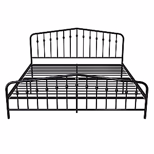 Novogratz Bushwick Metal Bed, Modern Design, King Size - Black