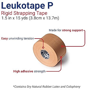 Leukotape P Adhesive Strapping Tape – for Sports Injuries, Strains and Sprains - 1.5 in x 15 yds, Tan, (1 Roll)