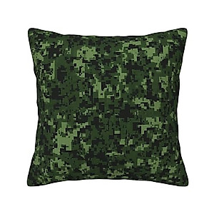 AdaNti Green Army Digital Camouflage Print Corduroy Throw Pillow Covers Soft Square Throw Pillow Case Home Decorations for Bed Sofa Living Room 16"x16"