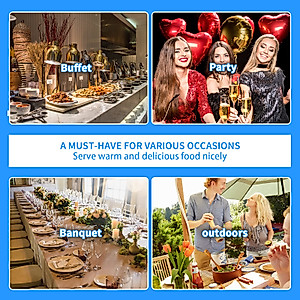 Chafing Dish Buffet Set,Rectangular Chafing Dish with Glass Top, Soft-Close Lid,Chafer for Catering Buffet Servers and Warmers