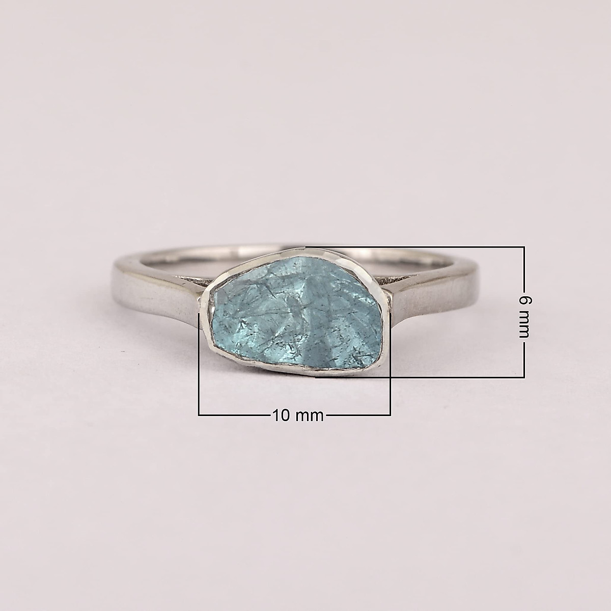 MOONEYE 0.50 CTW Natural Blue Diamond Polki Solitaire Handmade Women Ring, 925 Sterling Silver Thanksgiving Ring White Gold Plated (10)