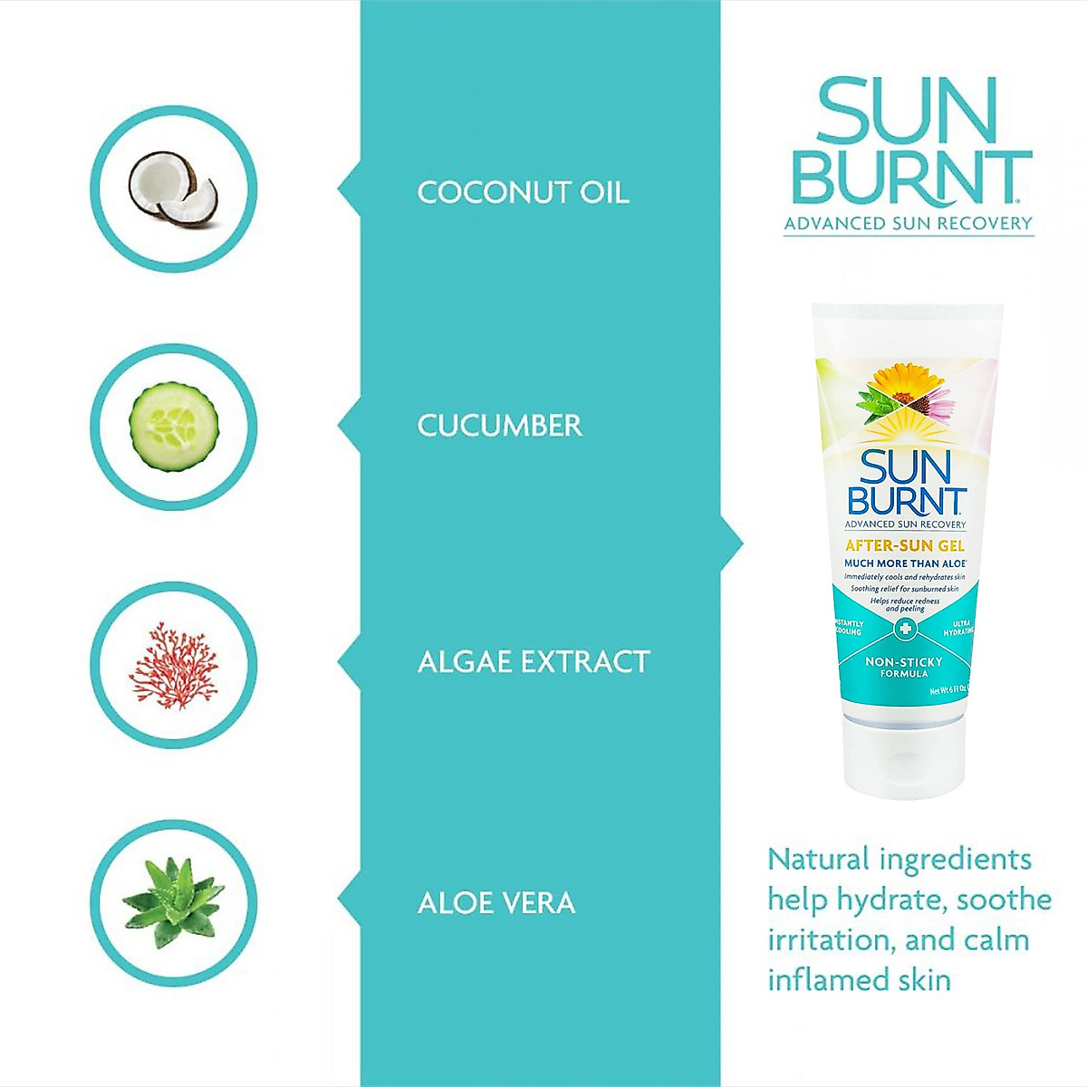 EMCW9 Ultra Hydrating Aloe Vera Gel by Sunburnt 6 Ounce,Clear,SUNB21006