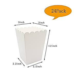 24 Pack White Popcorn Boxes for Party (2.2 x 4.2 x 3 in)