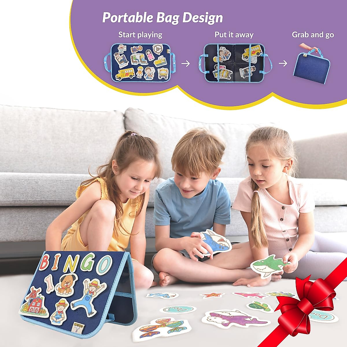 CHEFAN Felt Flannel Boards Stories Precut Figures for Toddlers Preschool, Craft Toy Gifts for Kids, Storytelling Interactive Teaching Activity Kits,Wheels On Bus,Baby Shark,Itsy Bitsy Spider,Bingo