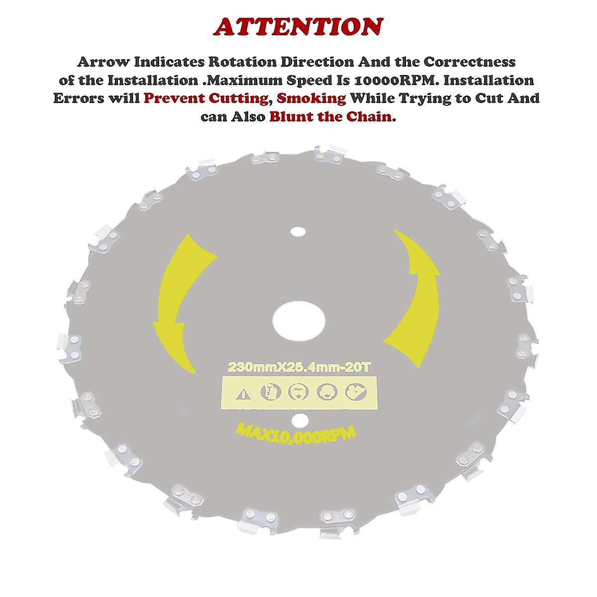 CZS Chainsaw Tooth Brush Cutter Blade, 9"/230mm Brush Blades with Saw Chain Cutter for Cutter, Trimmer, Weed Eater (Adapter Included)