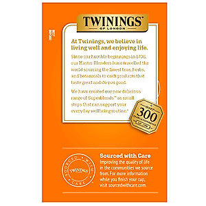 Twinings Superblends Immune Support+ Herbal Tea with Vitamin C, Ginger & Mango Flavoured Green Tea, 16 Tea Bags (Pack of 6), Enjoy Hot or Iced