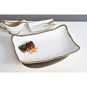 Pampa Bay Porcelain Rectangular Serving Platter Tray (Gold)