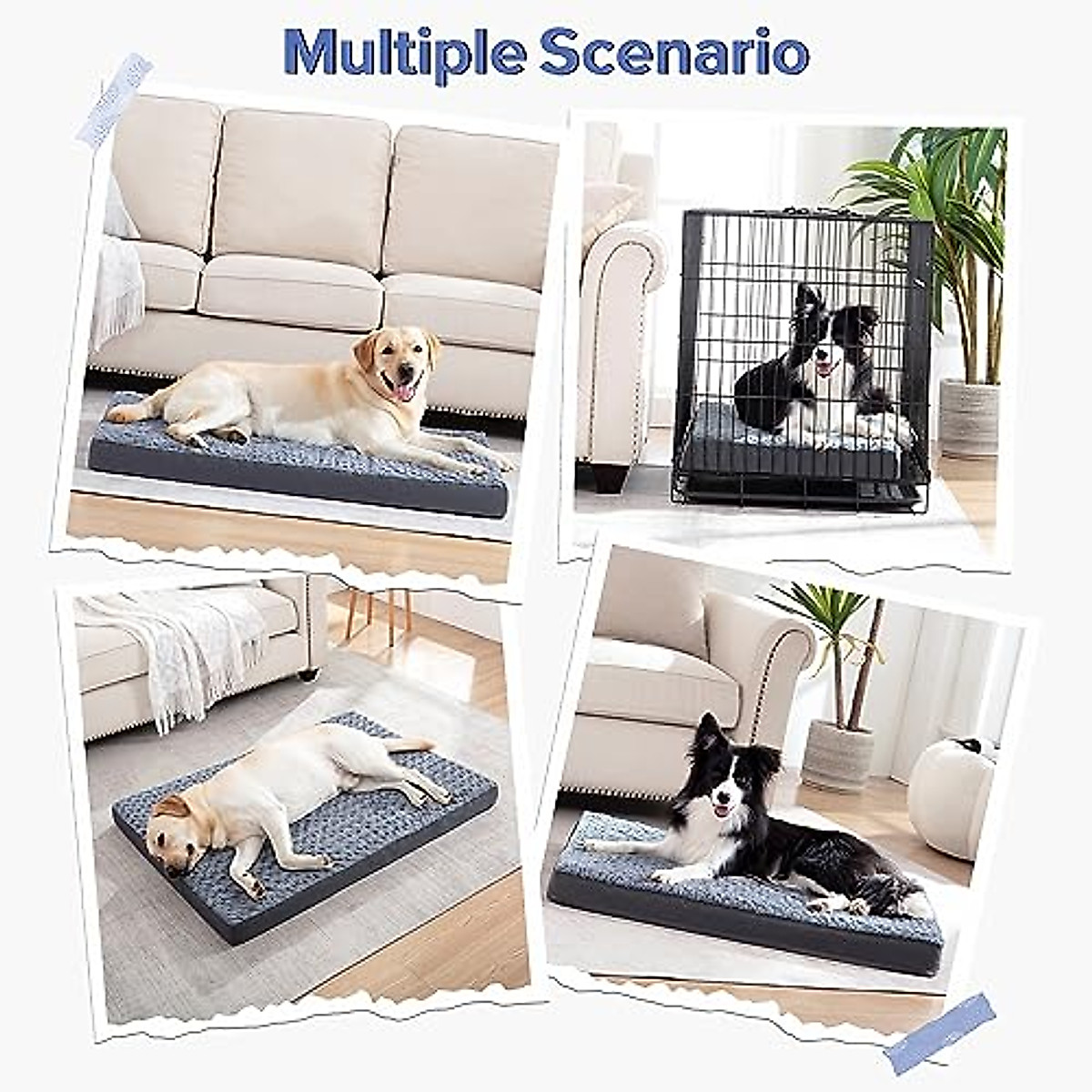 JOEJOY Orthopedic Dog Bed for Extra Large Medium Dogs, Big Egg-Crate Foam Dog Bed with Removable Waterproof Cover, Soft Rose Plush Pet Bed Mat with Non-Slip Bottom, Machine Washable (36"x27"x3")