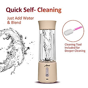Portable Blender for Shakes and Smoothies, USB Rechargeable Personal Blender, Mini Blender with a 17.6oz Capacity, Strong Stainless-Steel Blades, and Powerful Motor, For Travel, Camping, Gym (Milk)