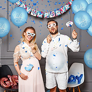 51 Pcs Tie Your Shoe Baby Shower Game Sign Wooden Baby Shower Sign Greenery Baby Gift Sets Gender Reveal Party Favors 50 Balloons Baby Latex Balloons for Baby Shower Game Supplies (Blue, Leaf)