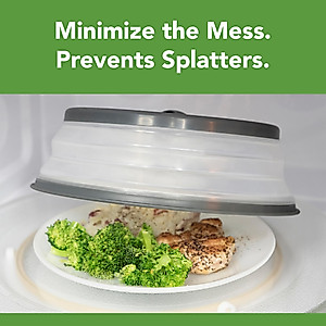 Tovolo Vented Collapsible Medium Microwave Cover (Charcoal) - Splatter Guard & Colander Kitchen Gadget for Food & Meal Prep / Dishwasher-Safe, BPA-Free Silicone & Plastic