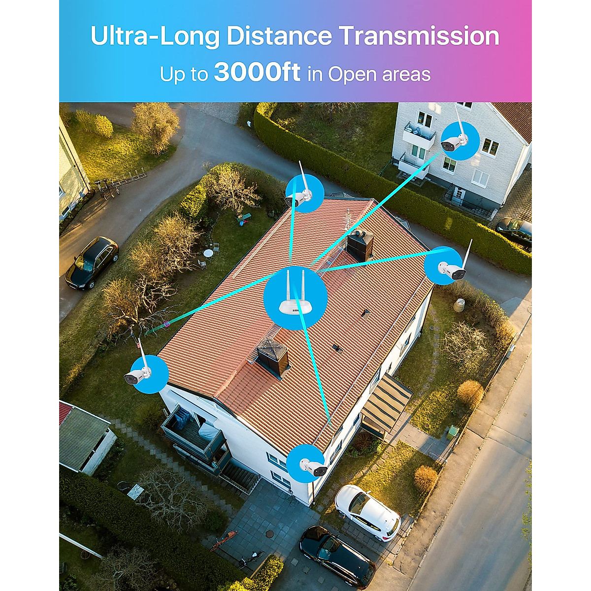 ZOSI 5MP Spotlight WiFi Home Security Camera Kit,2pack C308AH Wi-Fi HaLow Outdoor Cameras with Base Station,2-Way Audio,Night Vision,Weatherproof,Cloud Storage,Smart Light&Sound Alarm,Work with Alexa