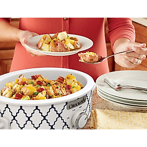 Crockpot 2.5-Quart Mini Casserole Crock Slow Cooker, White/Blue