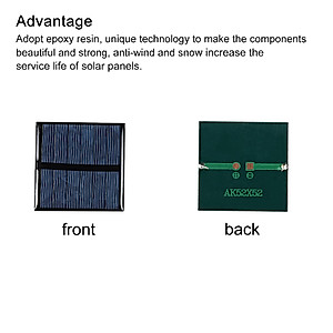MECCANIXITY Mini Solar Panel Cell 3V 125mA 0.375W 52mm x 52mm for DIY Electric Power Project Pack of 5