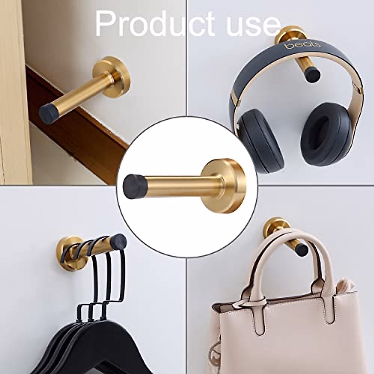 Modern Door Stopper, Stainless Steel Door Stop with Sound Dampening Rubber Bumper Wall Mounted Durable Door Holder with Hardware Screws Brushed Finish 3.7 Inch in Height Door Stops