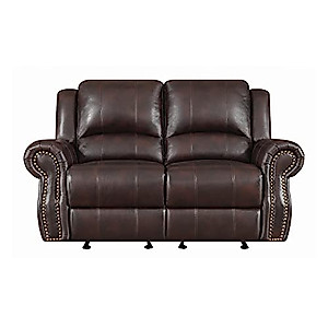 Coaster Furniture Sir Rawlinson Glider Loveseat with Nailhead Studs Dark Brown 650162