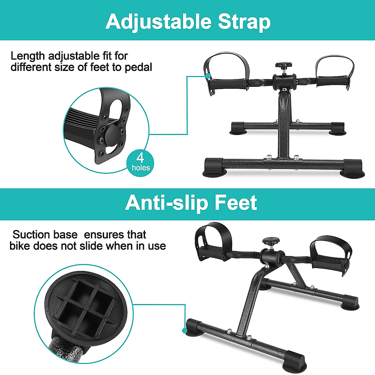 Pedal Exerciser Mini Exercise Bike Foot Peddler for Leg and Arm Rehab Workout