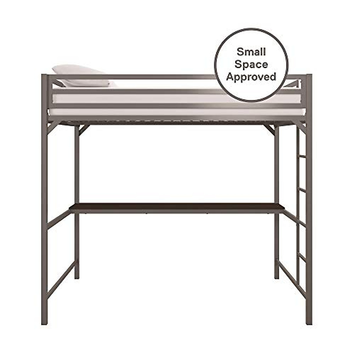DHP Miles Metal Full Loft Bed with Desk, Silver